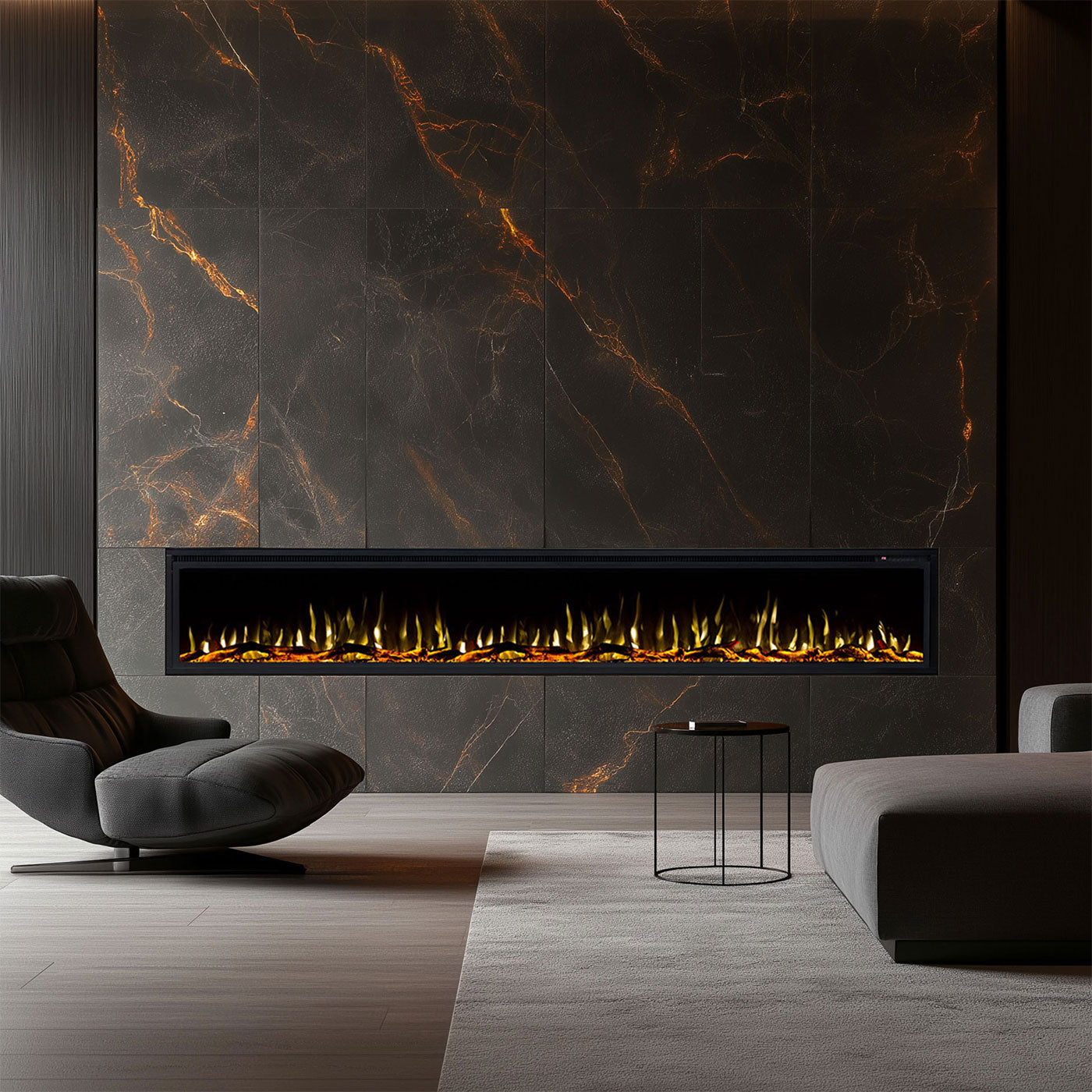 Concerto 1500W 100 inch Recessed / Wall Mounted Electric Fireplace ...