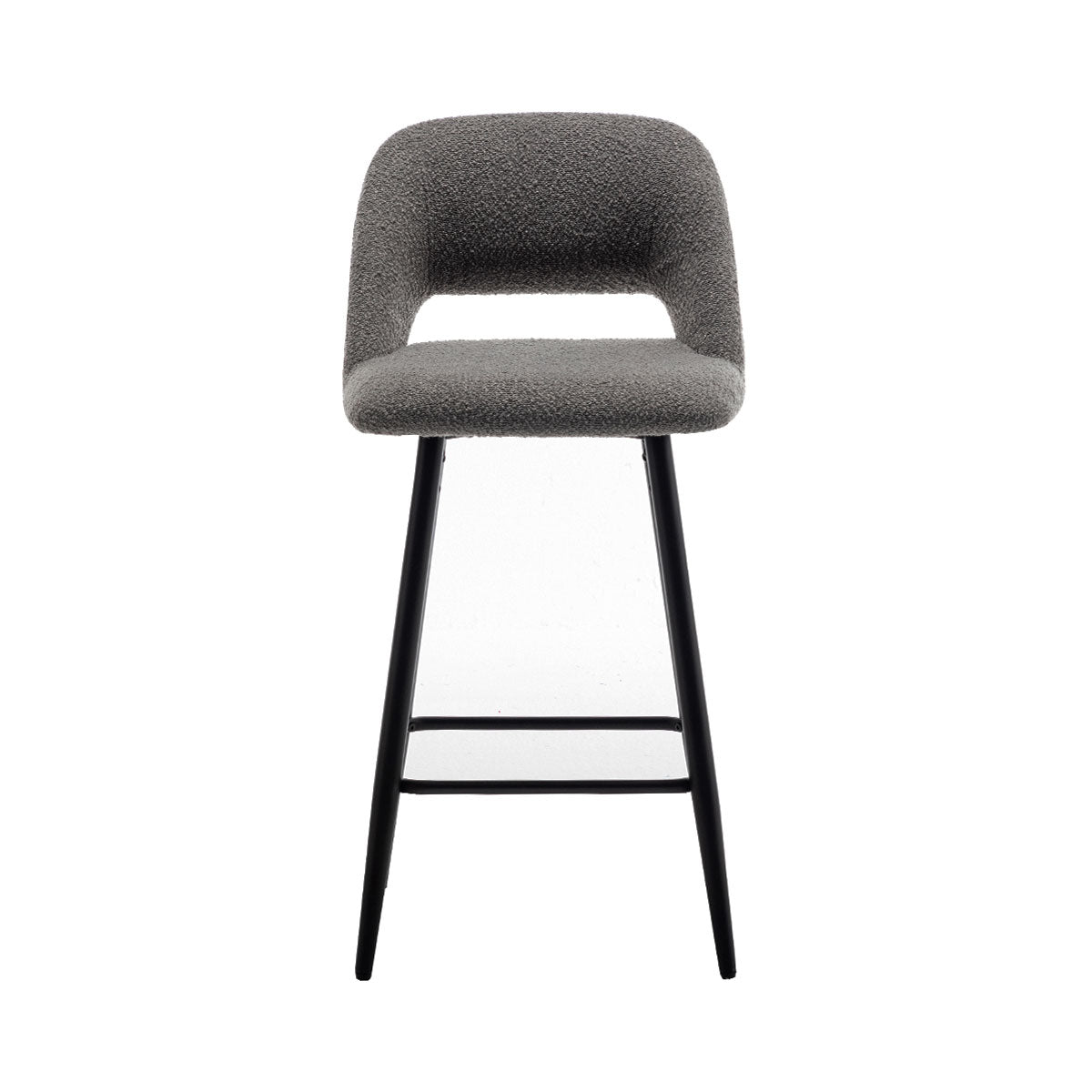 Faro Bar Stool (Set of 2) - Grey Boucle Fabric Black Legs - Moda Living
