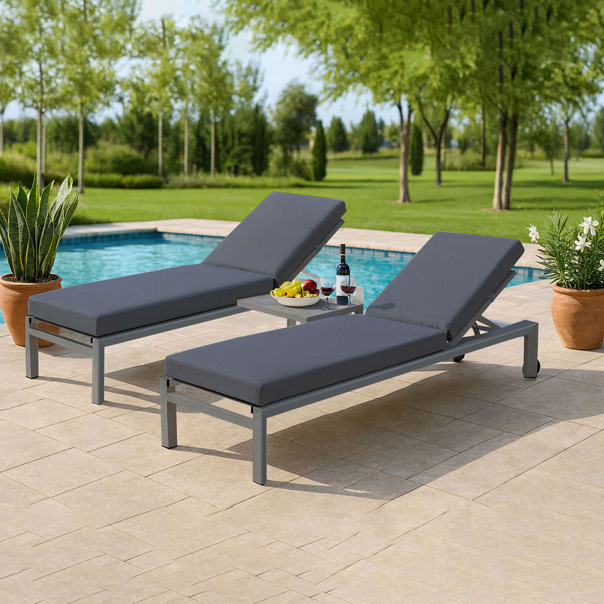 Kaya Duo Sun Lounge Set - Charcoal Aluminium | Moda Living Australia