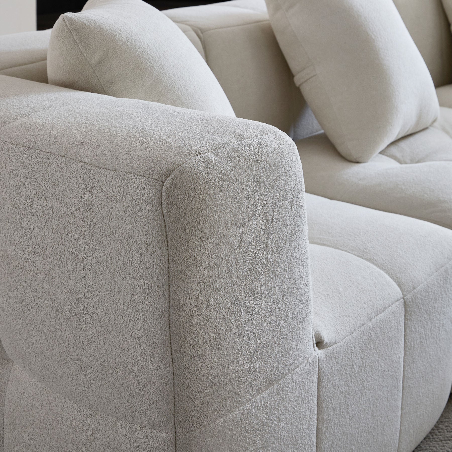 Sorrento Modular Sofa 3 Seater With Ottoman Beige Flannel Moda Living