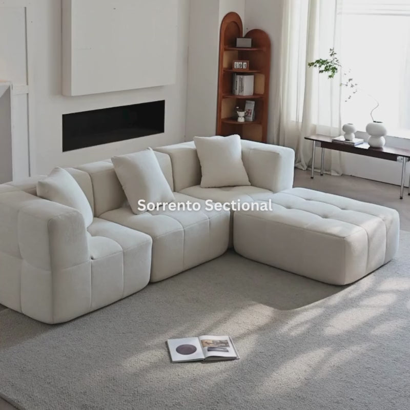 Sorrento Modular Sofa 3 Seater With Ottoman Beige Flannel Moda Living