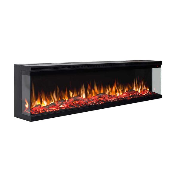 Fenton 1600W 3 Sided 72 Inch Recessed / Wall Mounted Electric Fireplace ...